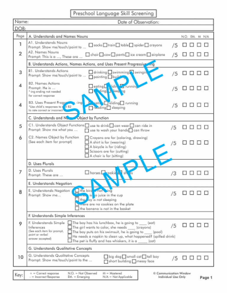 Preschool Language Screening and Progress Monitoring – Communication Window